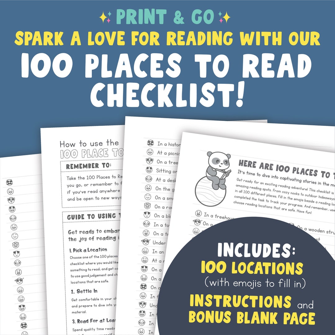 Reading Challenge: 100 Places to Read Checklist | Summer Reading ...