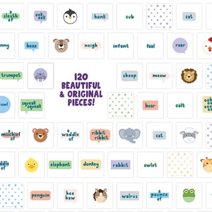 Animal Memory Match Game With Collective Nouns, Baby Names, and Sounds ...