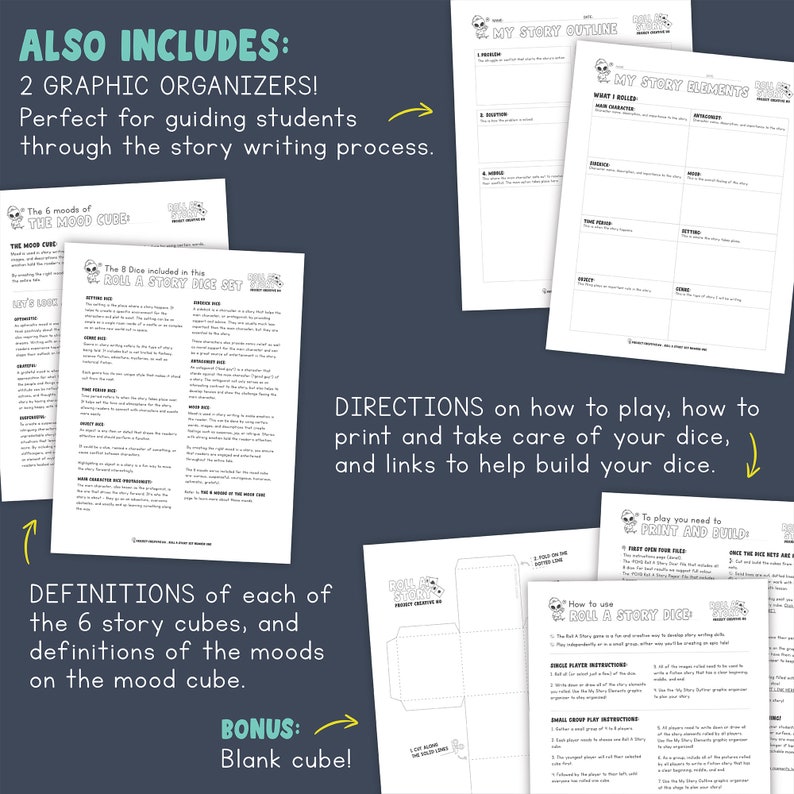 Story Elements Dice Game With Graphic Organizer | Roll a Story | Story ...