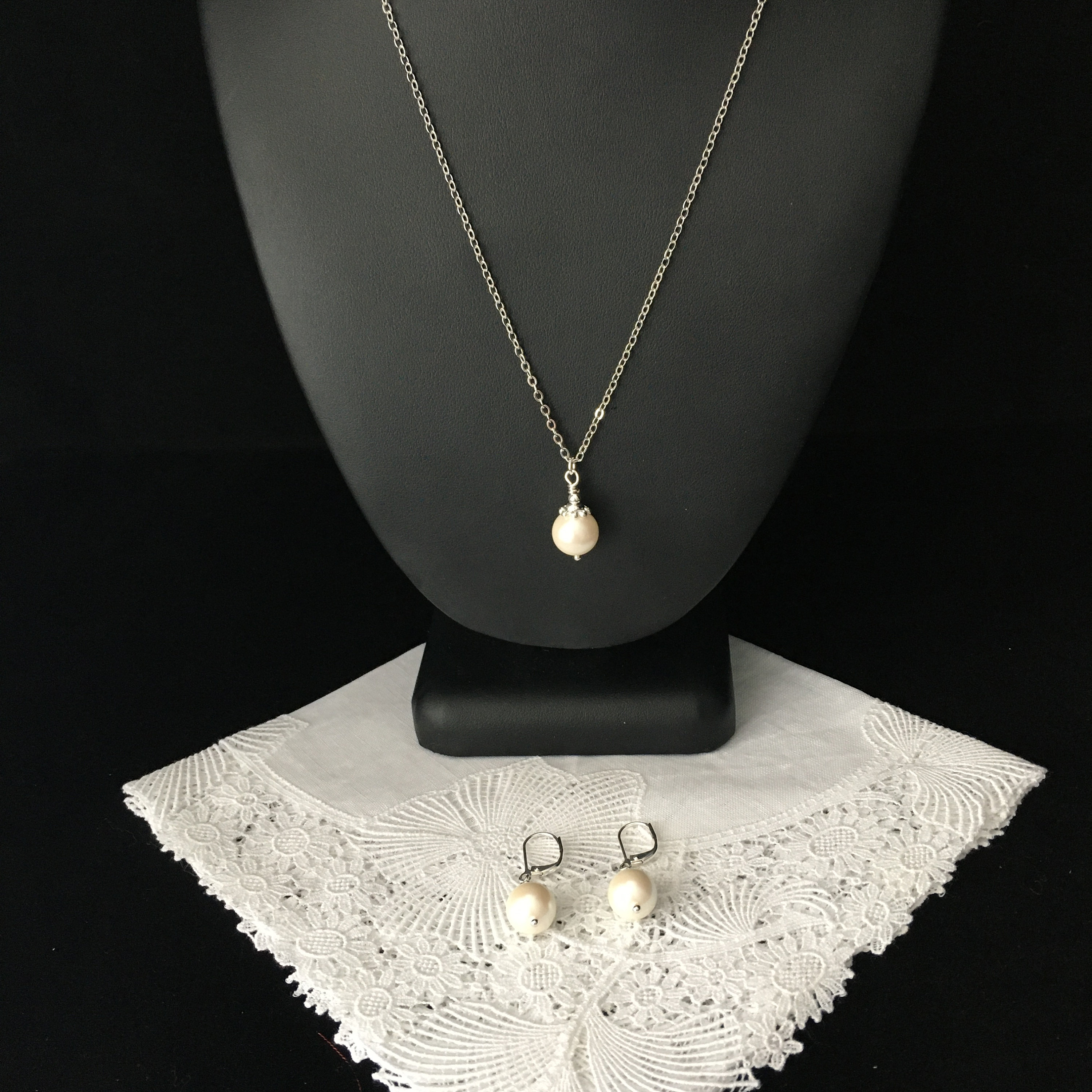 Pearl Earring and Necklace Set, Pearl Earrings and Necklace, Pearl ...