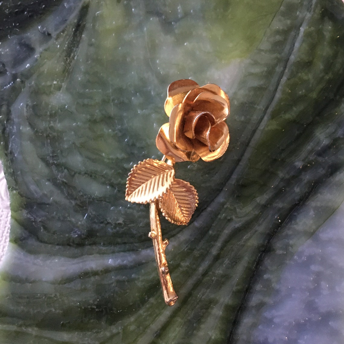 Rose Brooch, Rose Pin, Gold Rose Brooch, Gold Rose Pin, Floral Brooch ...