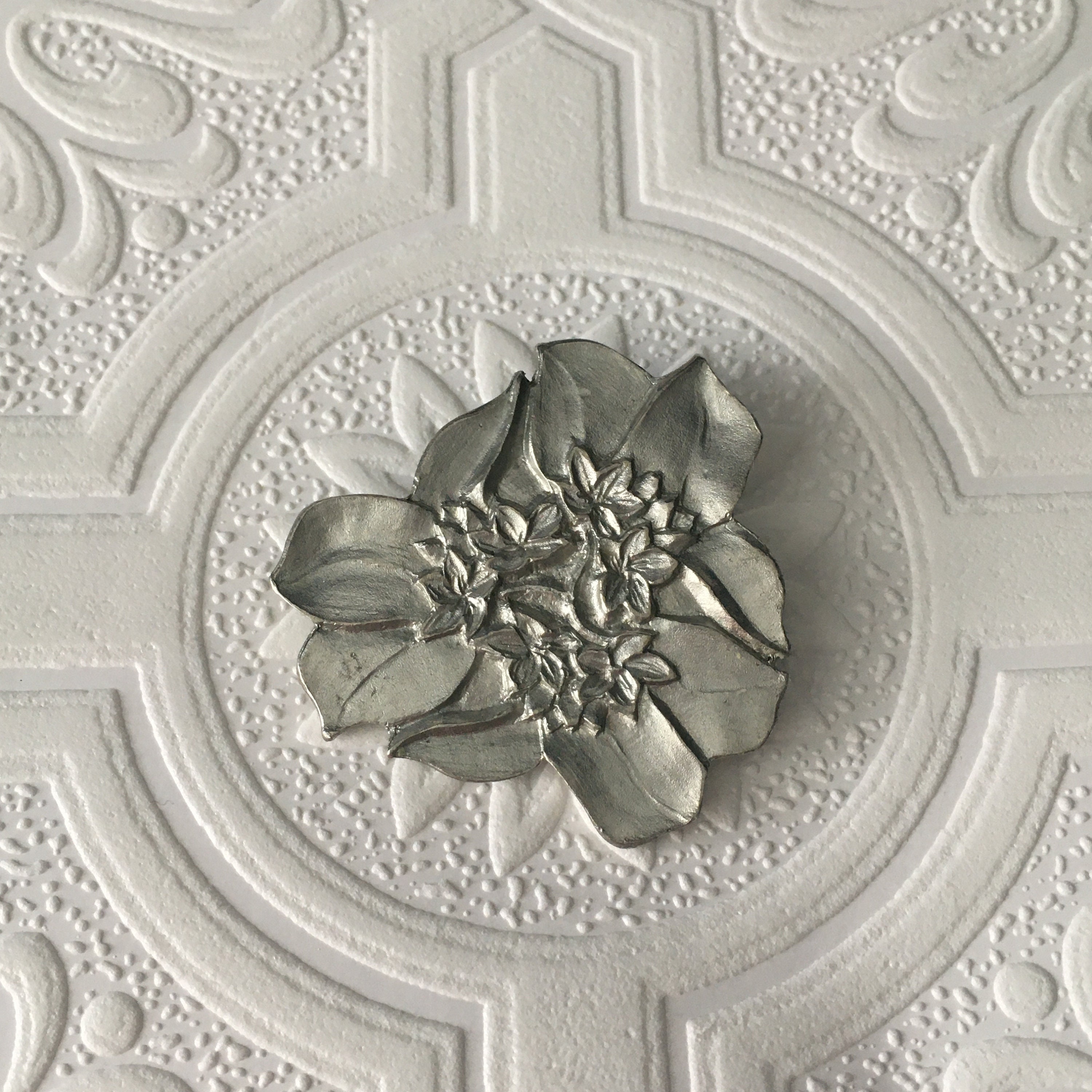 Pewter brooch, Pewter flower brooch, Pewter floral brooch, Flower ...