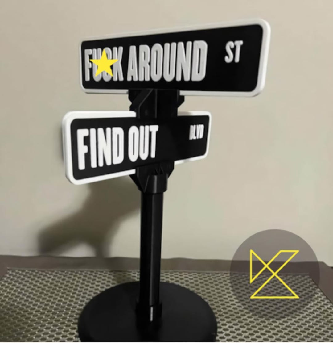 Colorful 3D Printed Street Corner Sign With Playful Adult Jokes - Many ...