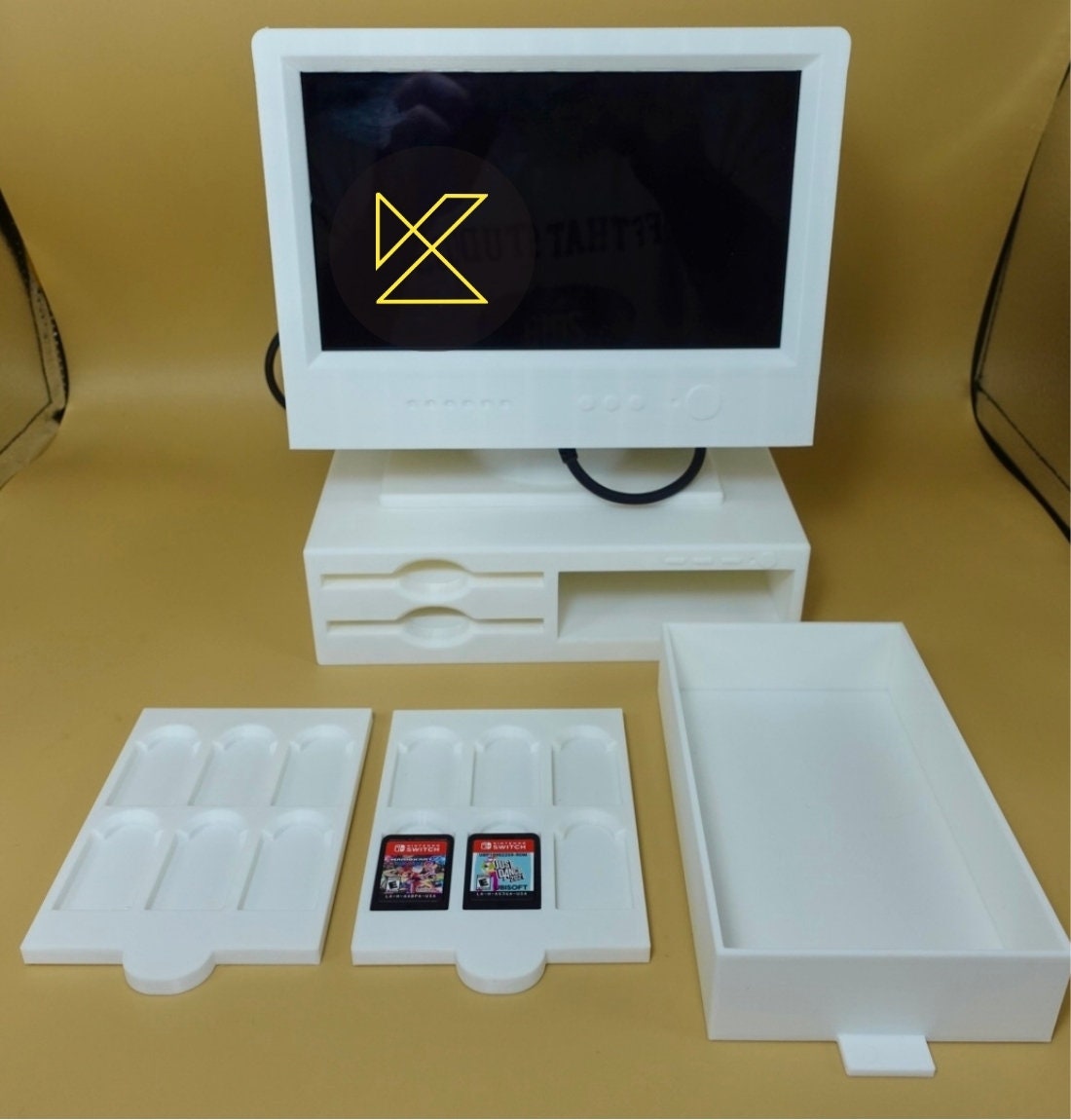 Retro Computer Switch Stand With Game Cartridge Drawers and Controller ...