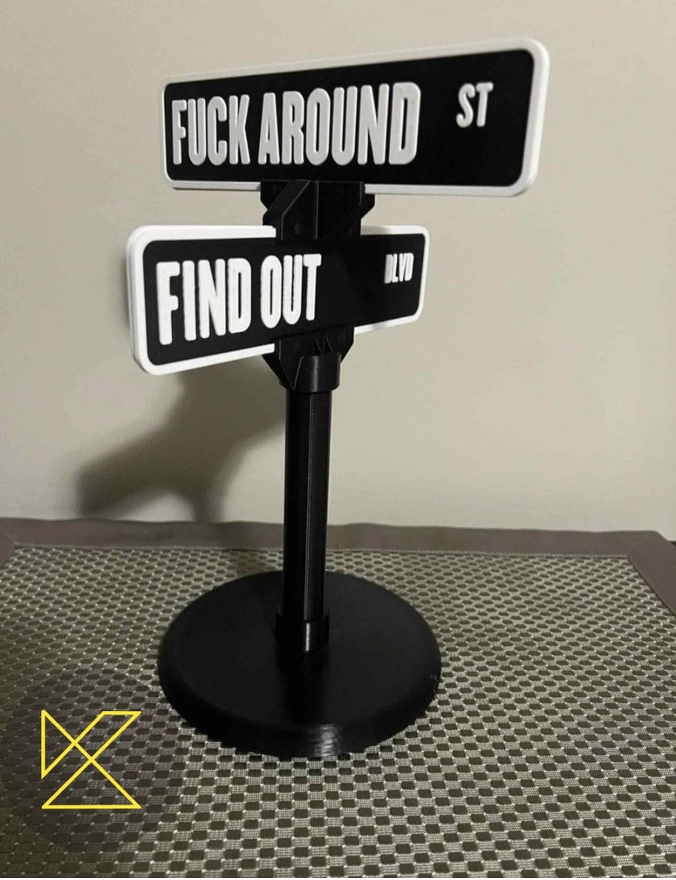 Colorful 3D Printed Street Corner Sign With Playful Adult Jokes - Many ...