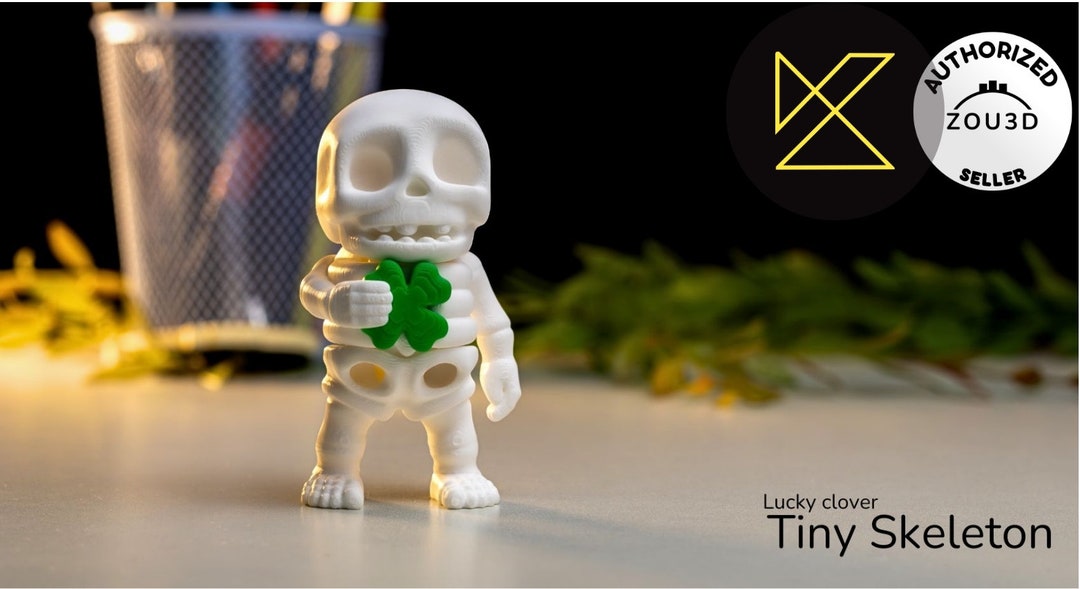 Articulating Cartoon Skeleton Holding 4 Leaf Clover - St. Patrick’s Day ...
