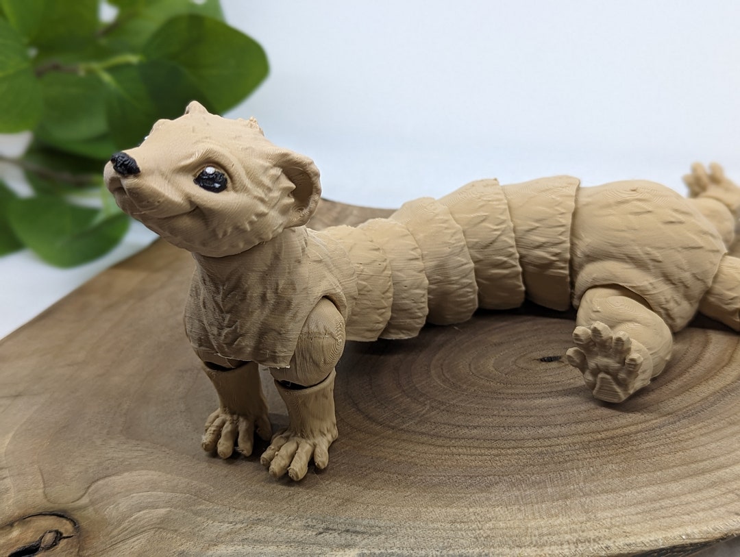 Adorable 3D Printed Articulating Ferret With Hand Painted Facial ...