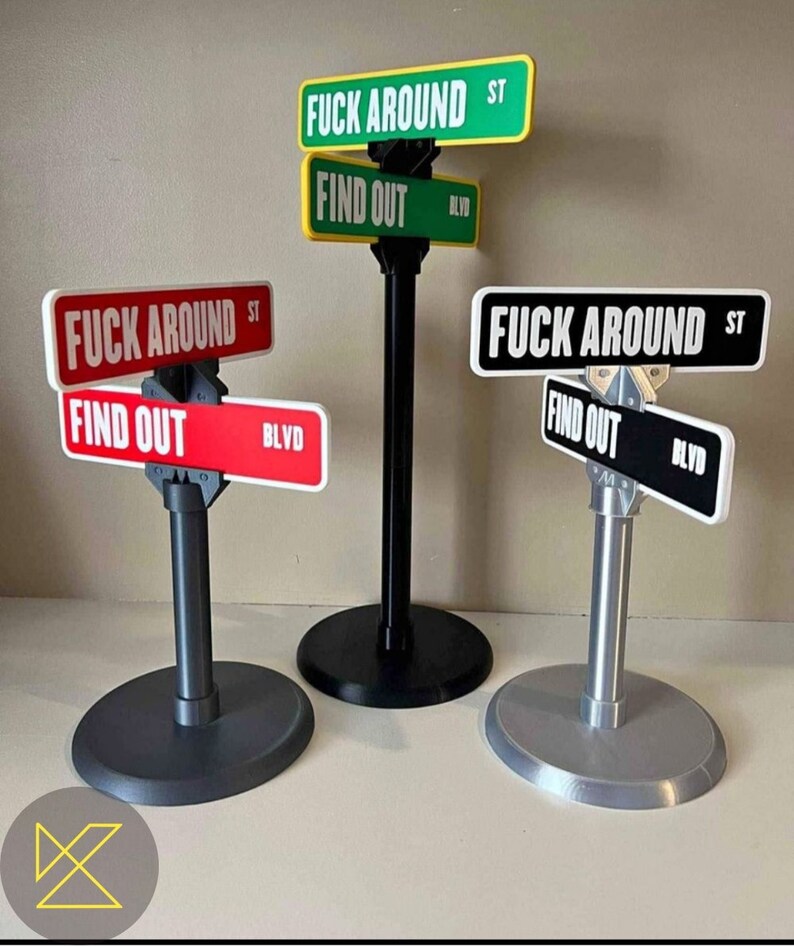Colorful 3D Printed Street Corner Sign With Playful Adult Jokes - Many ...