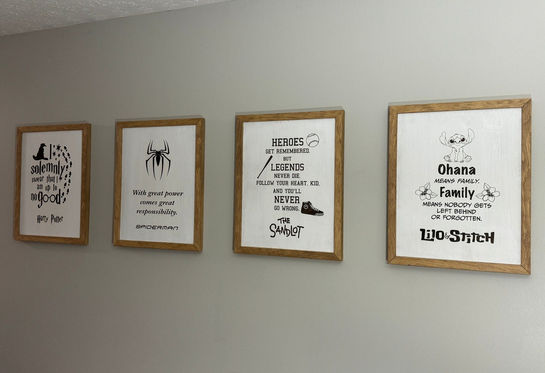 Wood Movie Book Quote Signs Laser Engraved White Washed Custom Quotes ...