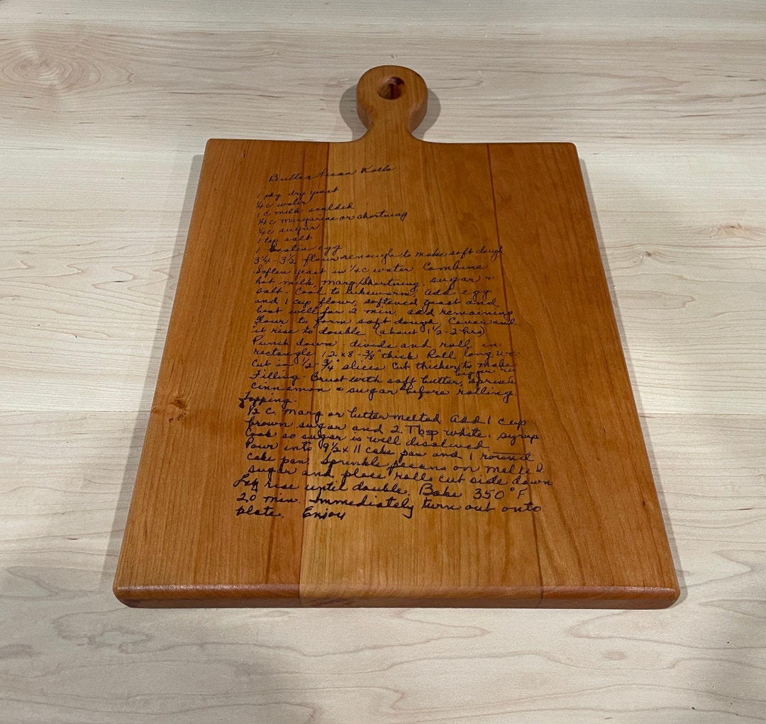 Custom Engraved Recipe Cherry Breadboard Handwritten Cutting Board - Etsy