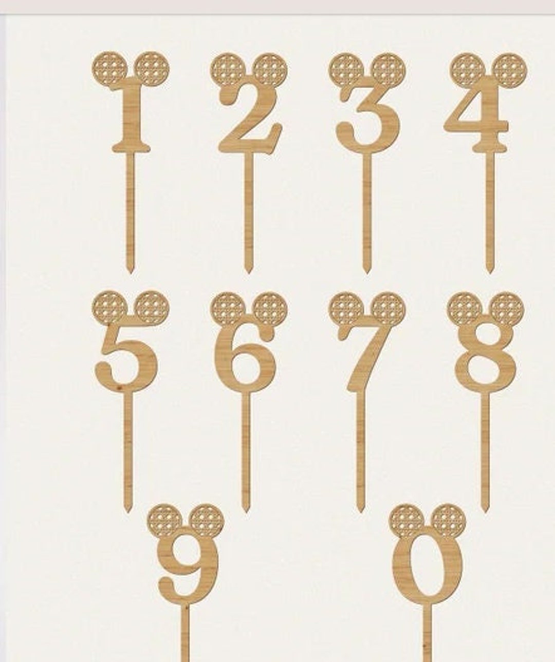 Mickey Rattan Cake Topper Numbers, Disney Cake Topper, Birthday Cake ...