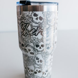Skulls & Florals Tumbler Engraved + Personalization | Powder Coated ...