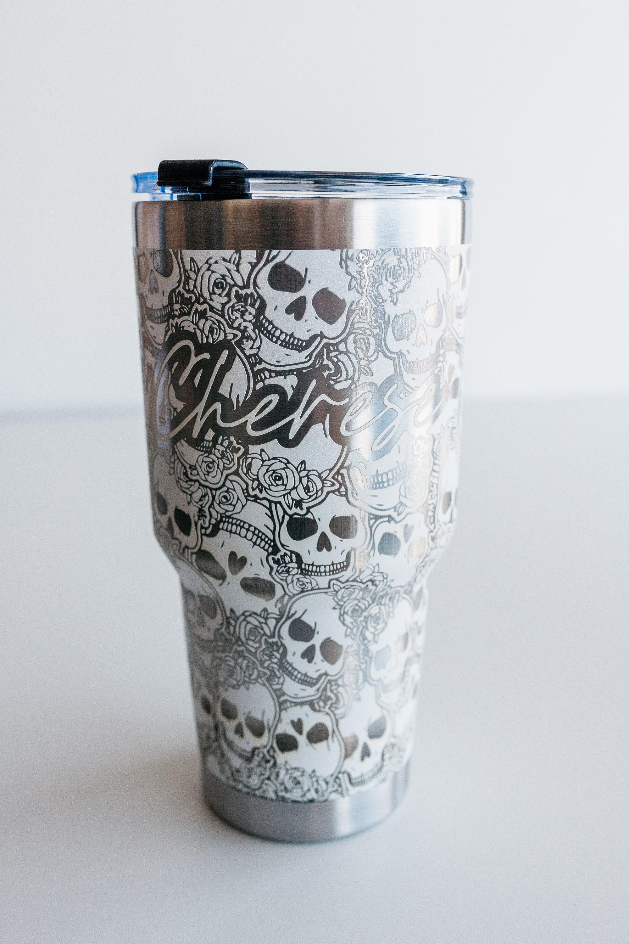 Skulls & Florals Tumbler Engraved + Personalization | Powder Coated ...