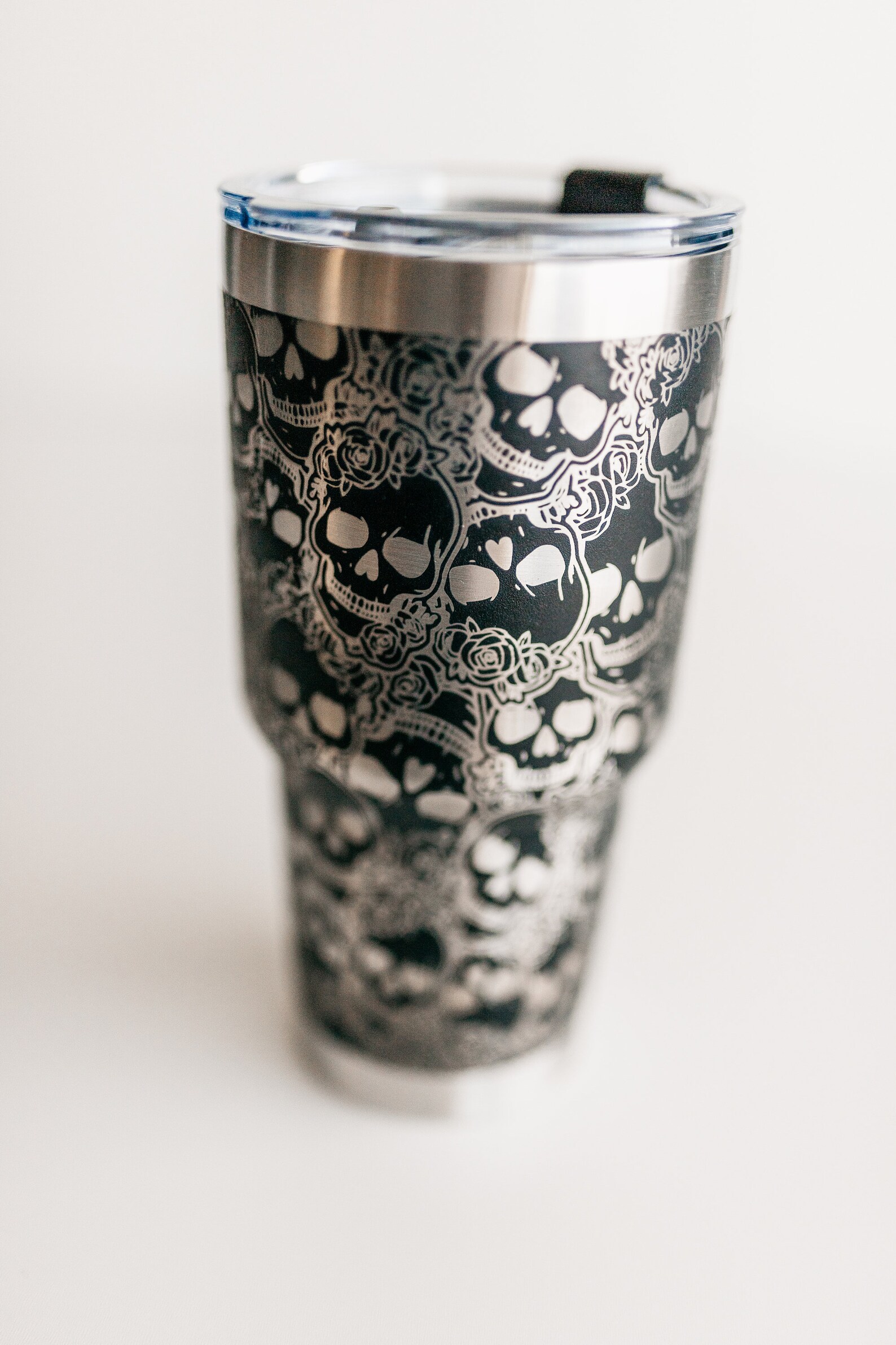 Skulls & Florals Tumbler Engraved + Personalization | Powder Coated ...