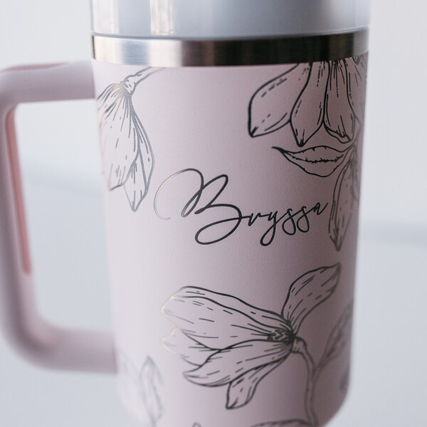 Stanley Floral Engraved Tumbler - Etsy