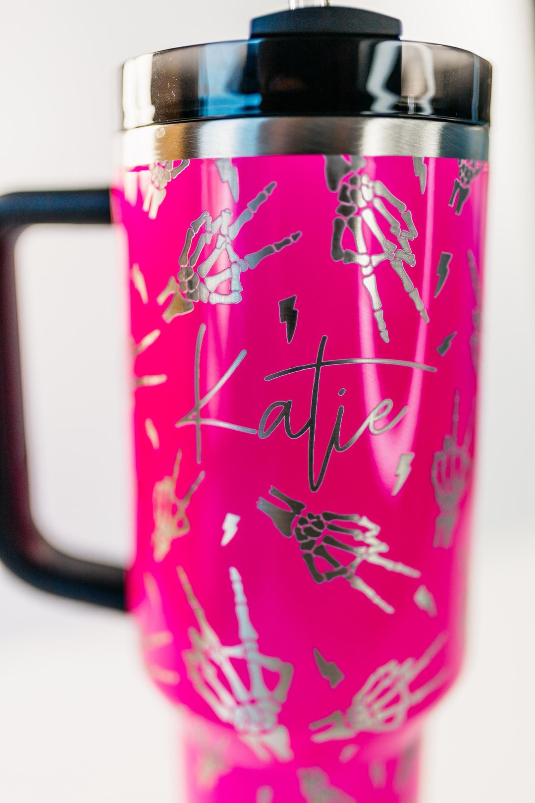 Lightening Bolts & Peace Skeleton Hands | PERSONALIZED | Laser Engraved ...
