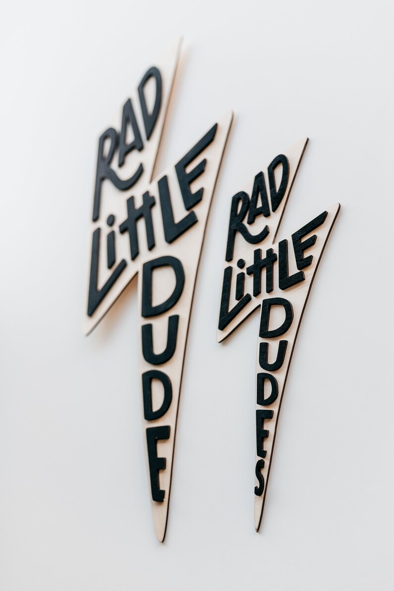 Rad Little Dude Kids Room Lightening Bolt Sign Boys Room Raw - Etsy