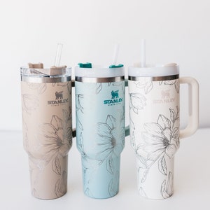 Stanley 40oz Tumbler | Custom Engraved With Magnolia Florals - Etsy