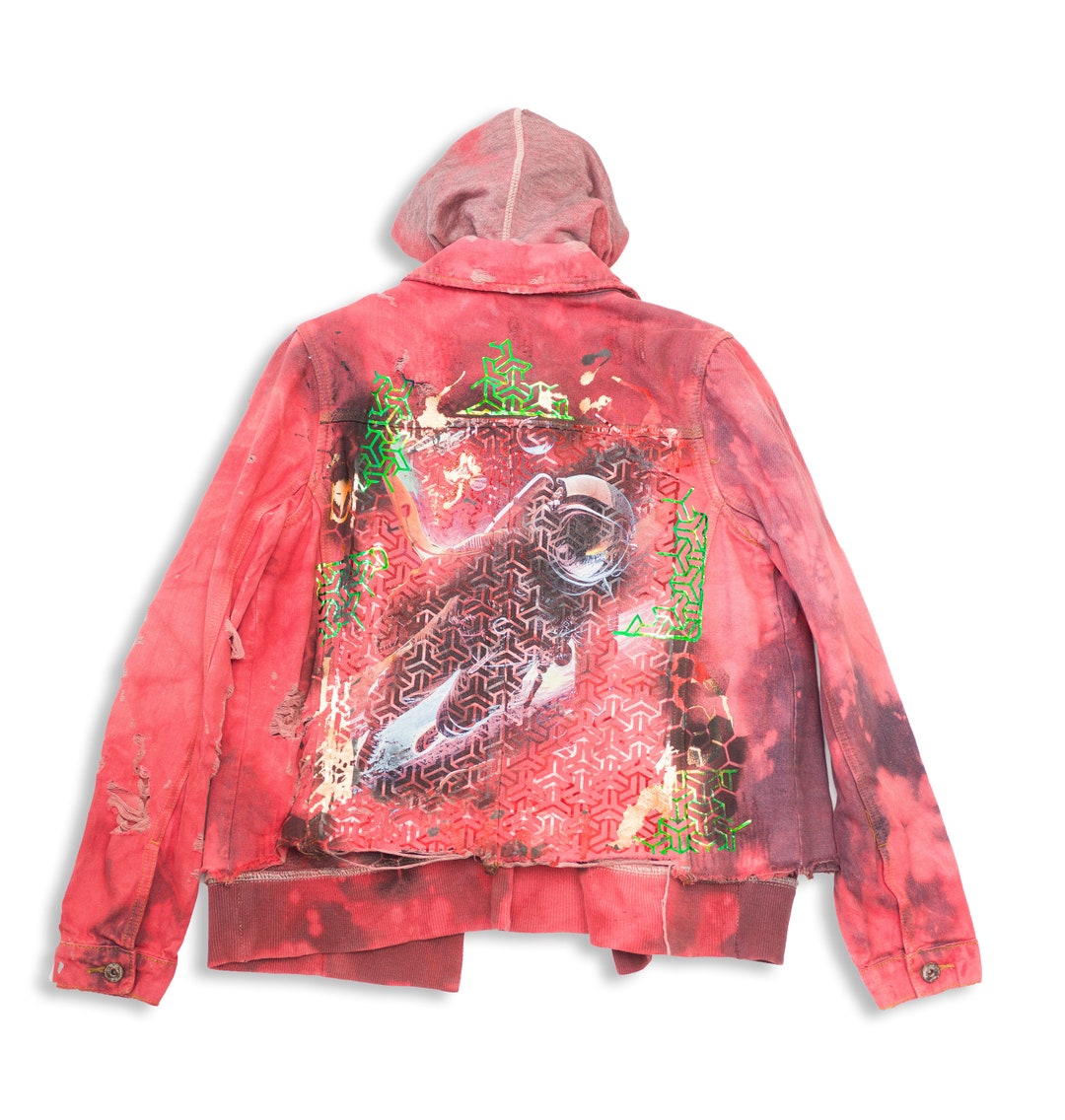 Custom Red Space Cadet Jacket Hand Painted, Sleeping Forest - Etsy