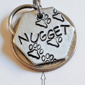 Small Dog Tag - Cat Tag - Hexagon Shaped Pet ID Tag With Paw Prints ...