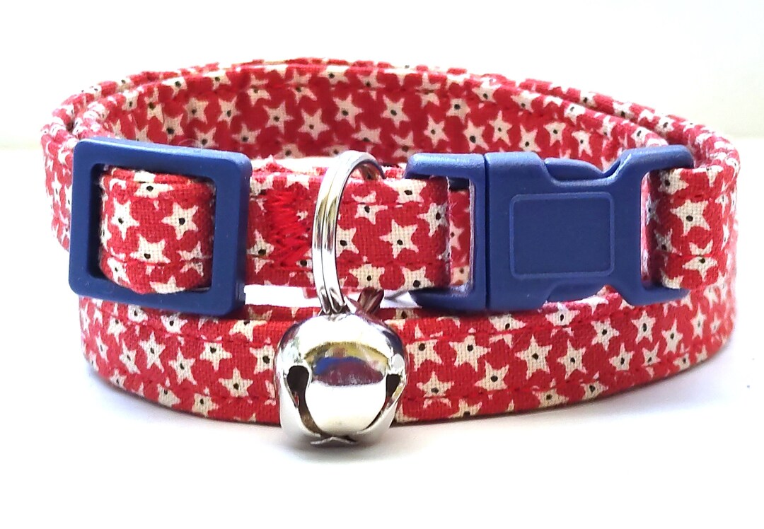 Celestial Fabric Cat Collar-patriotic Red, White and Blue Kitten Collar ...