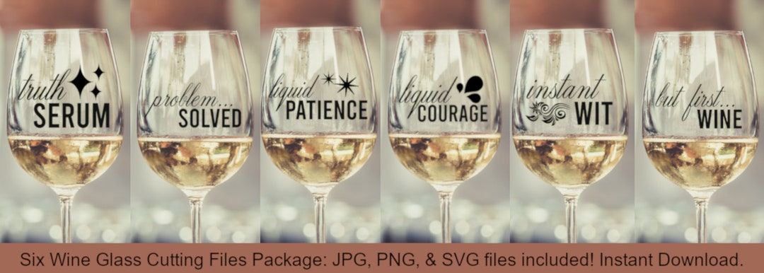 Wine Glass Humor - Package of 6 Digital Files - Includes JPG, PNG, and ...