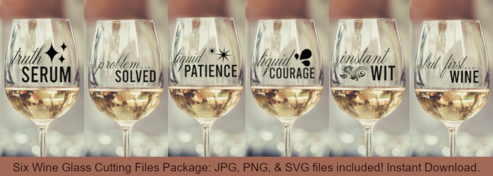 Wine Glass Humor - Package of 6 Digital Files - Includes JPG, PNG, and ...