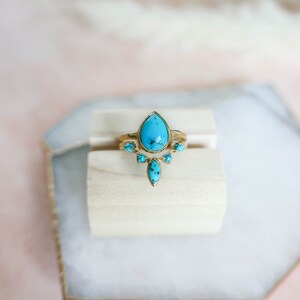 Turquoise Ring Set in Gold, Turquoise Stacking Ring, Multi Stone Ring ...