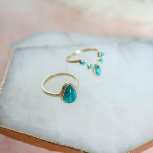 Turquoise Ring Set in Gold, Turquoise Stacking Ring, Multi Stone Ring ...