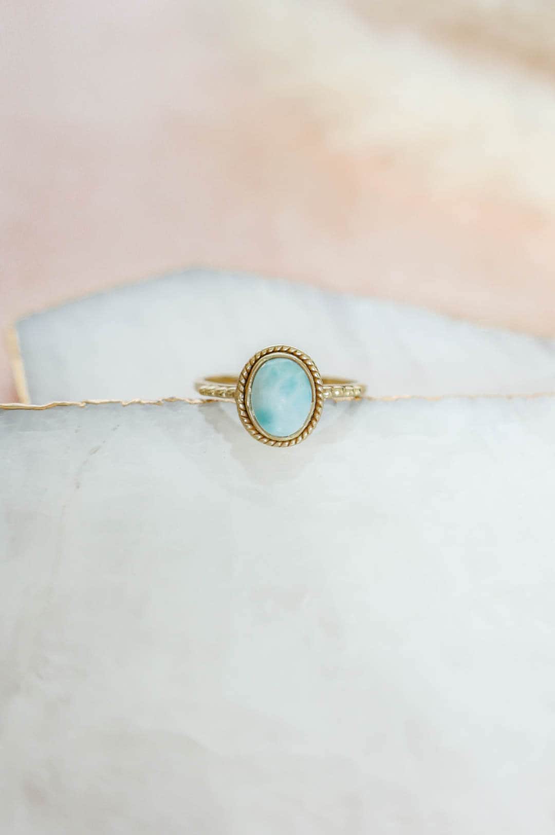 Gold Larimar Ring, Dainty Larimar Ring, Larimar Gold Ring, 14k Gold ...