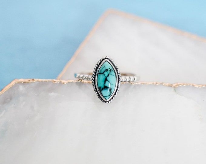 Dainty Turquoise Ring, Marquise Ring, Sterling Silver Ring, Turquoise ...
