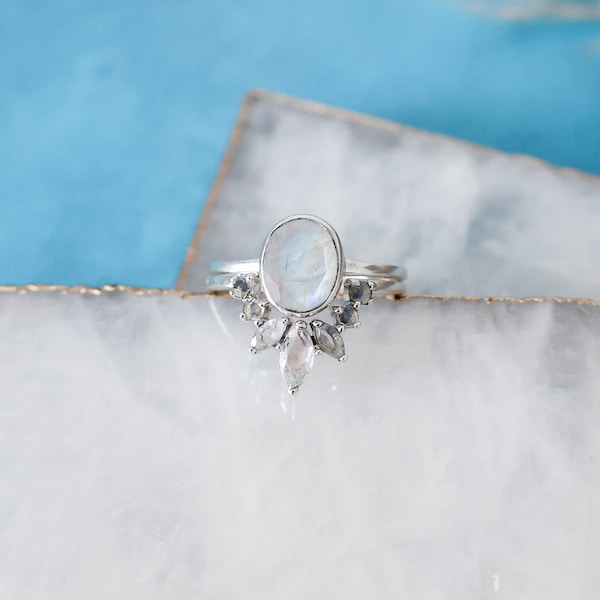 Moonstone Ring Set - Etsy