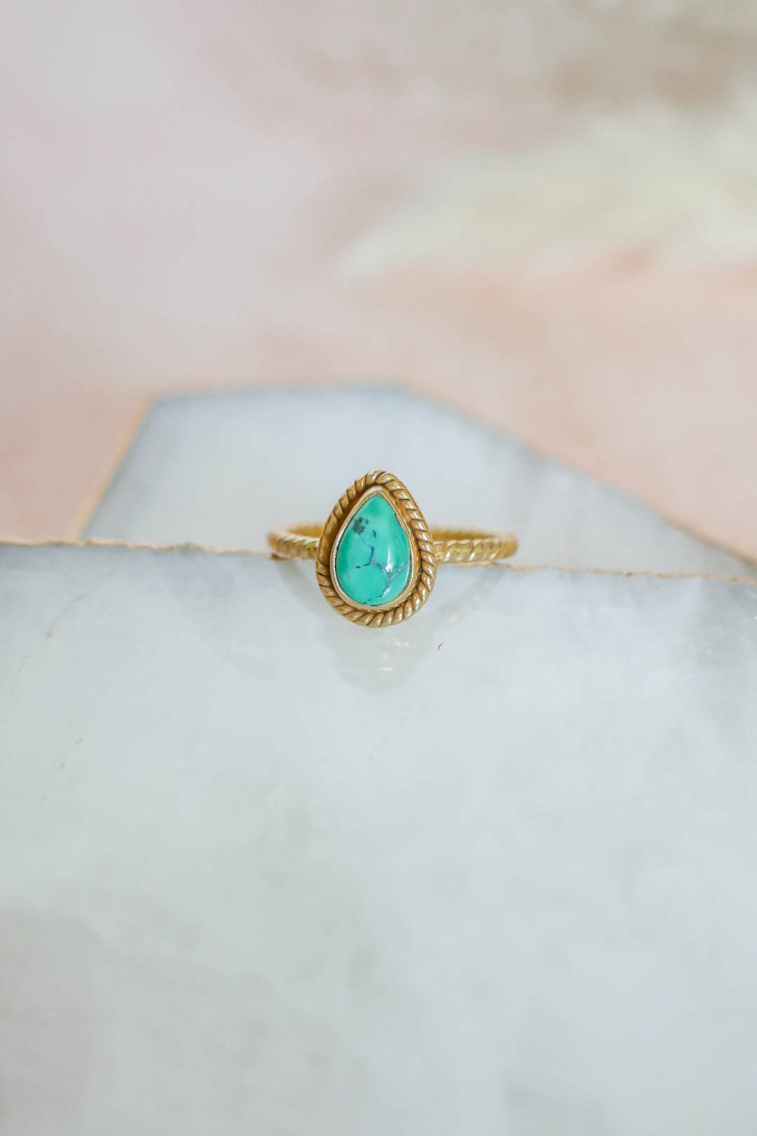 Turquoise Gold Ring, Turquoise Rope Ring, Dainty Turquoise Ring ...