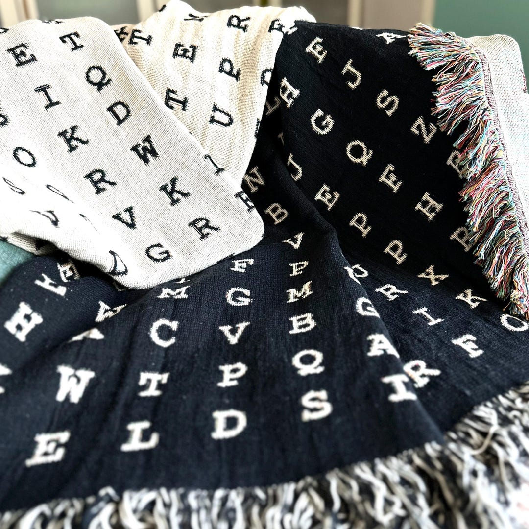 Personalized Word Search Blanket, Woven Word Search Throw, Custom Word ...