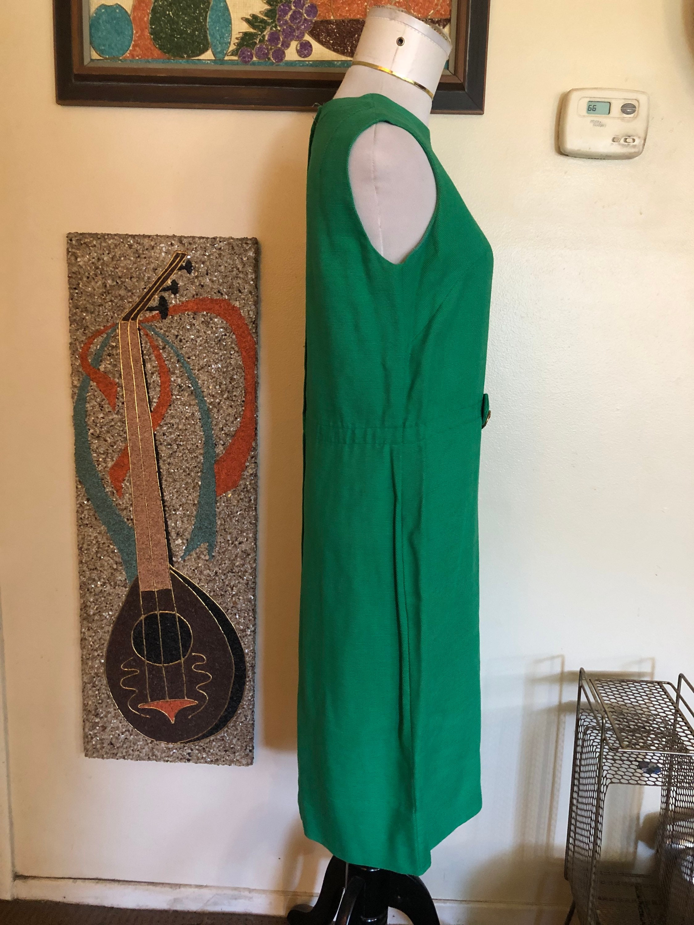Vintage Alison Ayres 60s Mod Green Sleeveless Dress USA Made GO GO ...