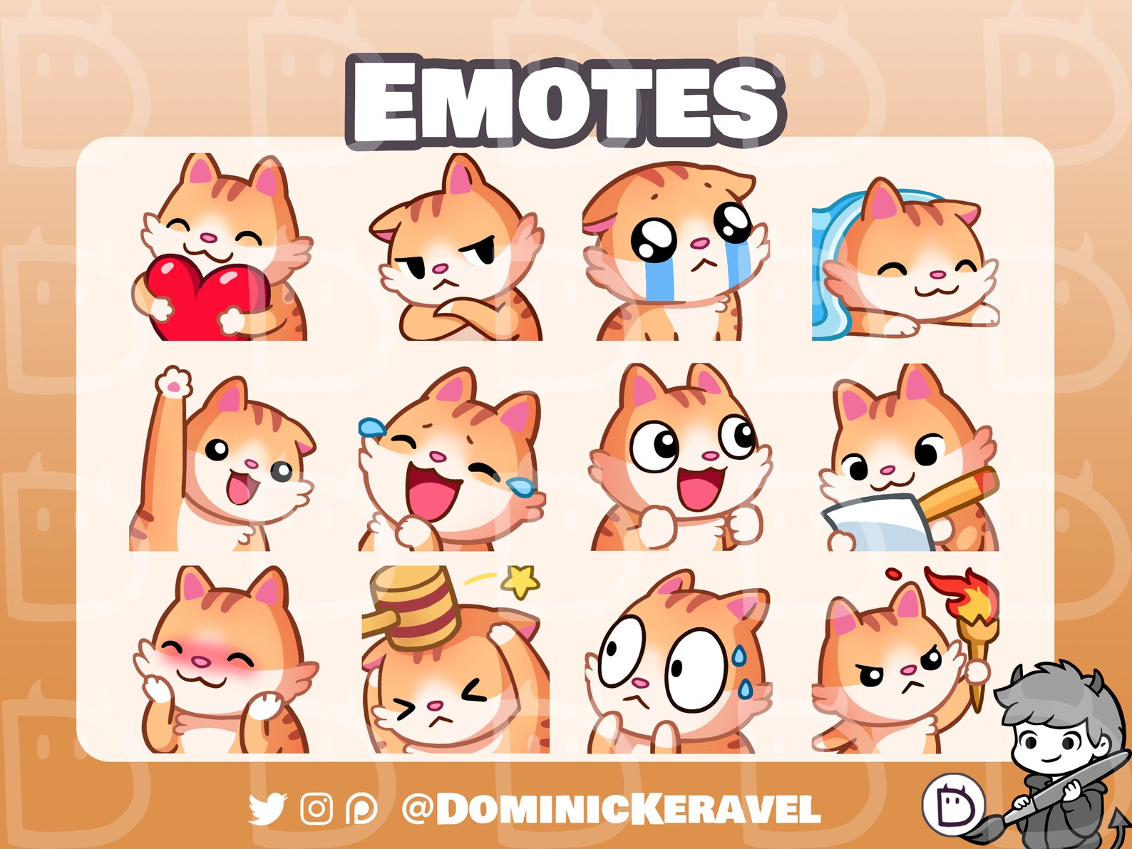 Orange Tabby Cat Emotes (twitch/discord) Pack 1 - Cute Kitty Emojis for ...