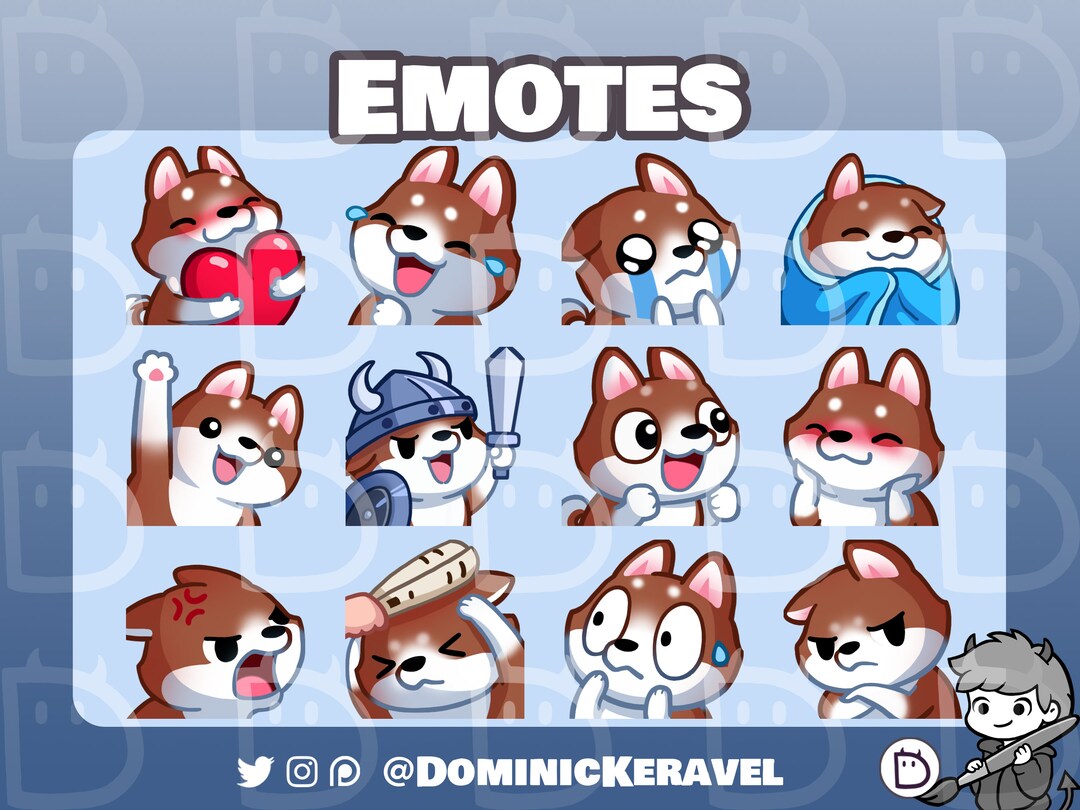 Brown & White Husky Emotes (twitch/discord) Pack 1 - Cute Dog Emojis ...