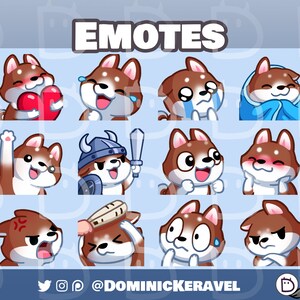 Brown & White Husky Emotes (twitch/discord) Pack 1 - Cute Dog Emojis ...