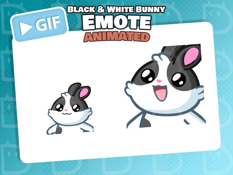Black and White Bunny Arrive Emote - Animated Hello for Twitch and ...