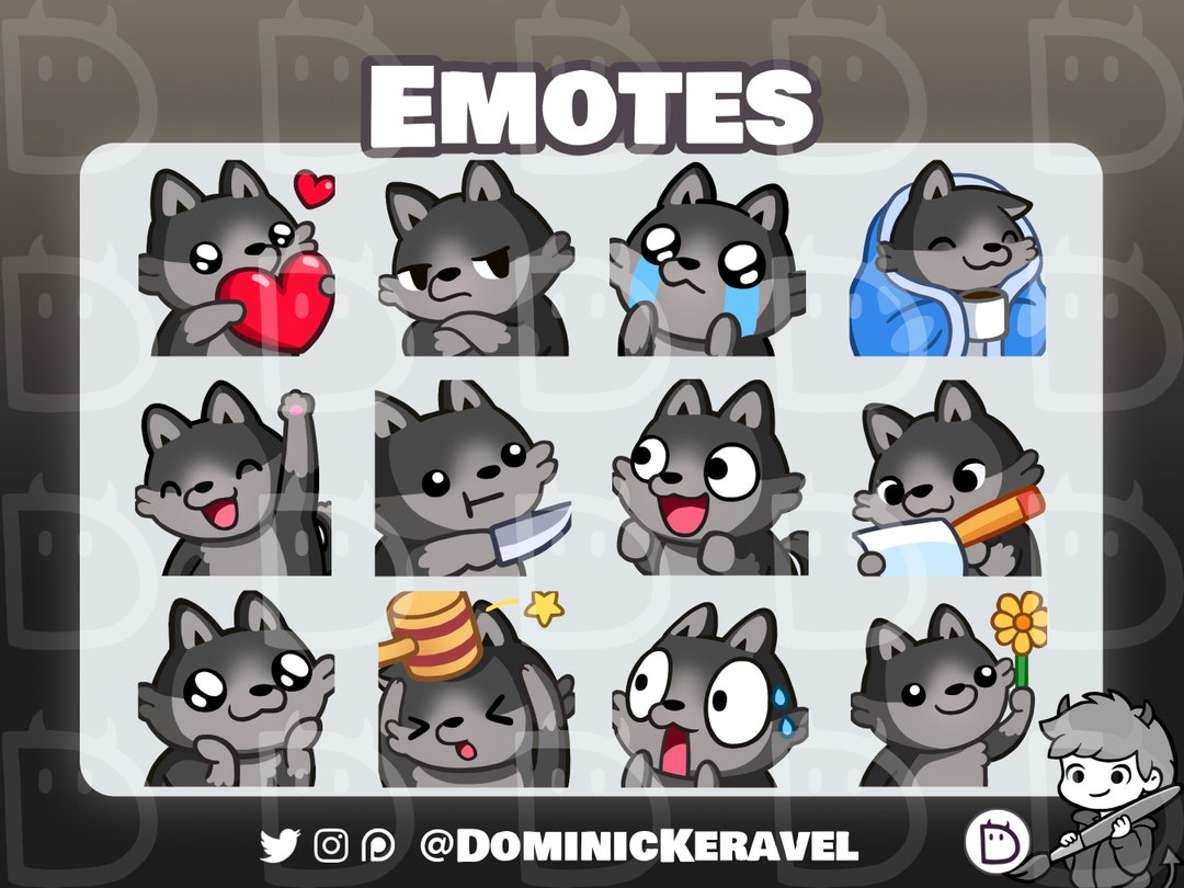 Dark Wolf Emotes (twitch/discord) Pack 1 - Cute Wolves Gaming Anime ...