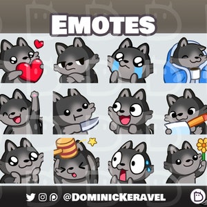 Dark Wolf Emotes twitch/discord Pack 1 Cute Wolves Gaming Anime Emojis ...