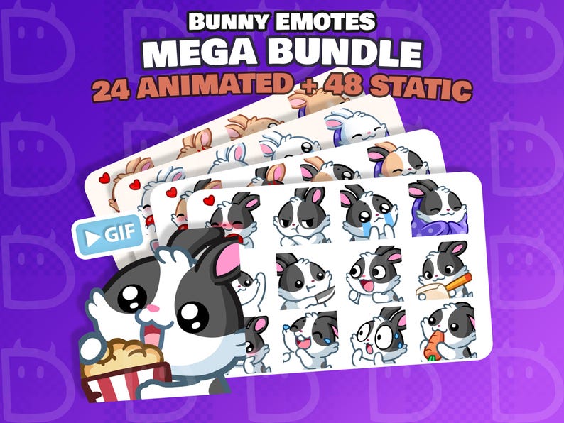 Bunny Emotes Mega Bundle (72) - 48 Static and 24 Animated - Twitch and ...