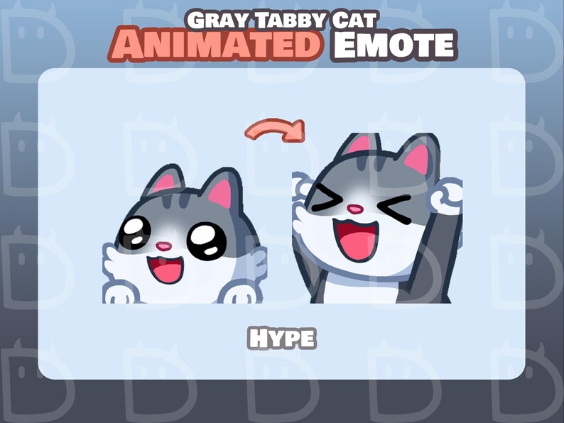 Animated Gray Tabby Cat Hype Emote (1) – Jump Excited Pounce Twitch ...