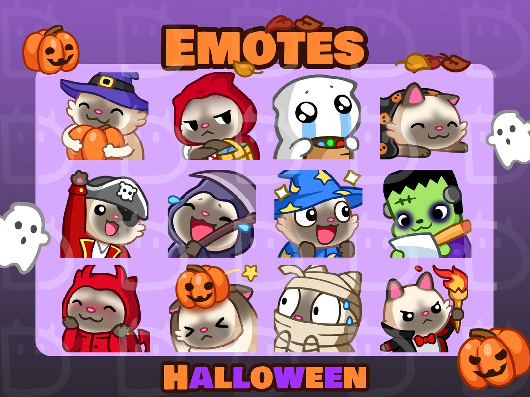 HALLOWEEN Siamese Cat Emotes (twitch/discord) Pack 1 - Cute Kitty ...