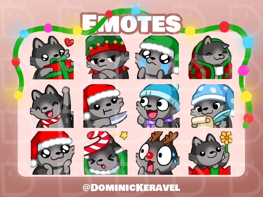 CHRISTMAS/HOLIDAY Dark Wolf Emotes (twitch/discord/youtube) Pack 1 ...
