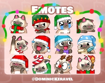 CHRISTMAS/HOLIDAY Cute Calico Cat Emotes twitch/discord/youtube Pack 1 ...