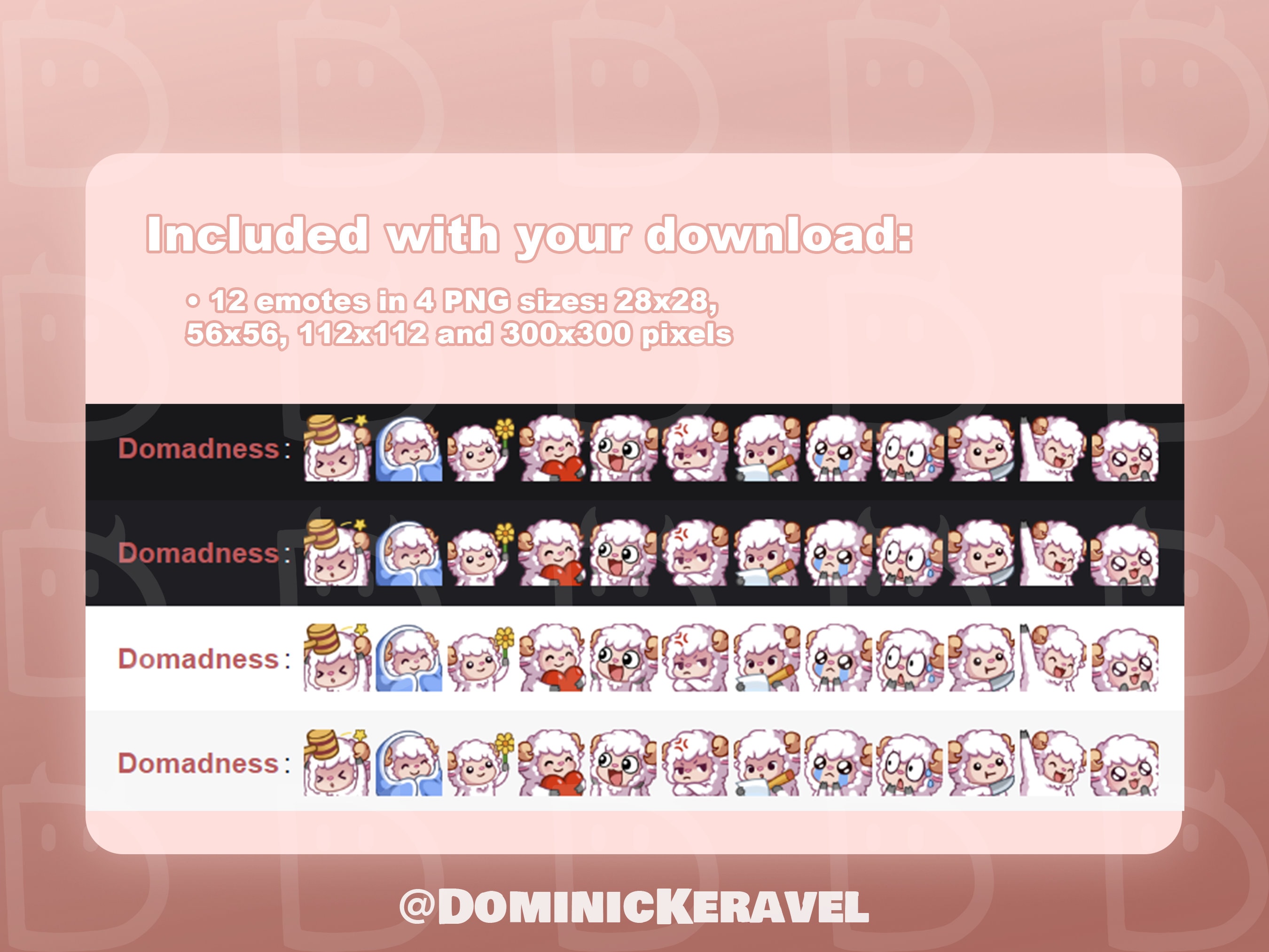 Pink Sheep Emotes twitch/discord Pack 1 Cute Sheep Ram Gamer Anime ...