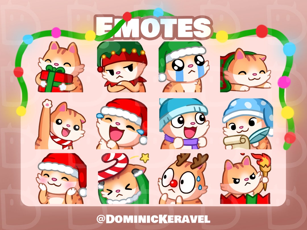 Christmas Tabby Cat Emotes: Twitch/discord/youtube Streamer Emojis - Etsy