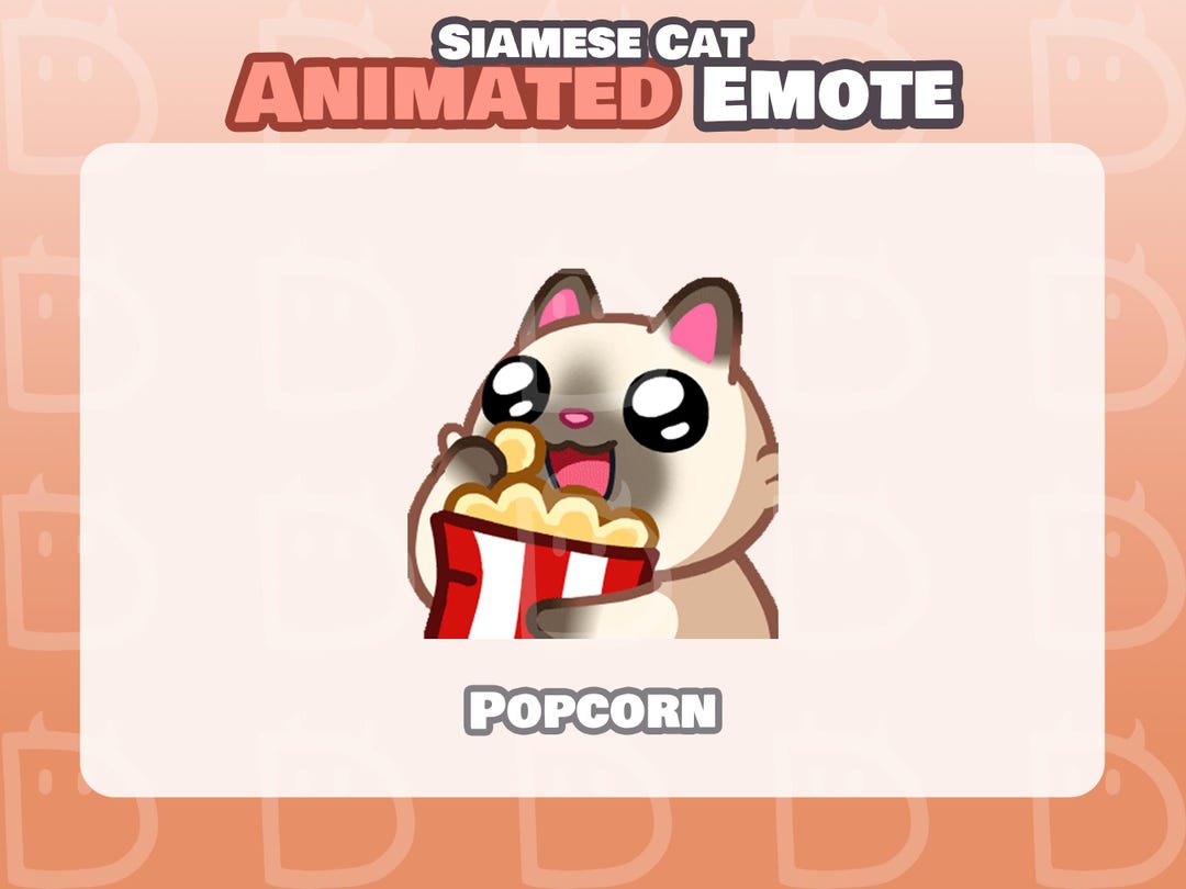 Animated Siamese Cat Popcorn Emote (1) – Eating Funny Twitch & Discord ...