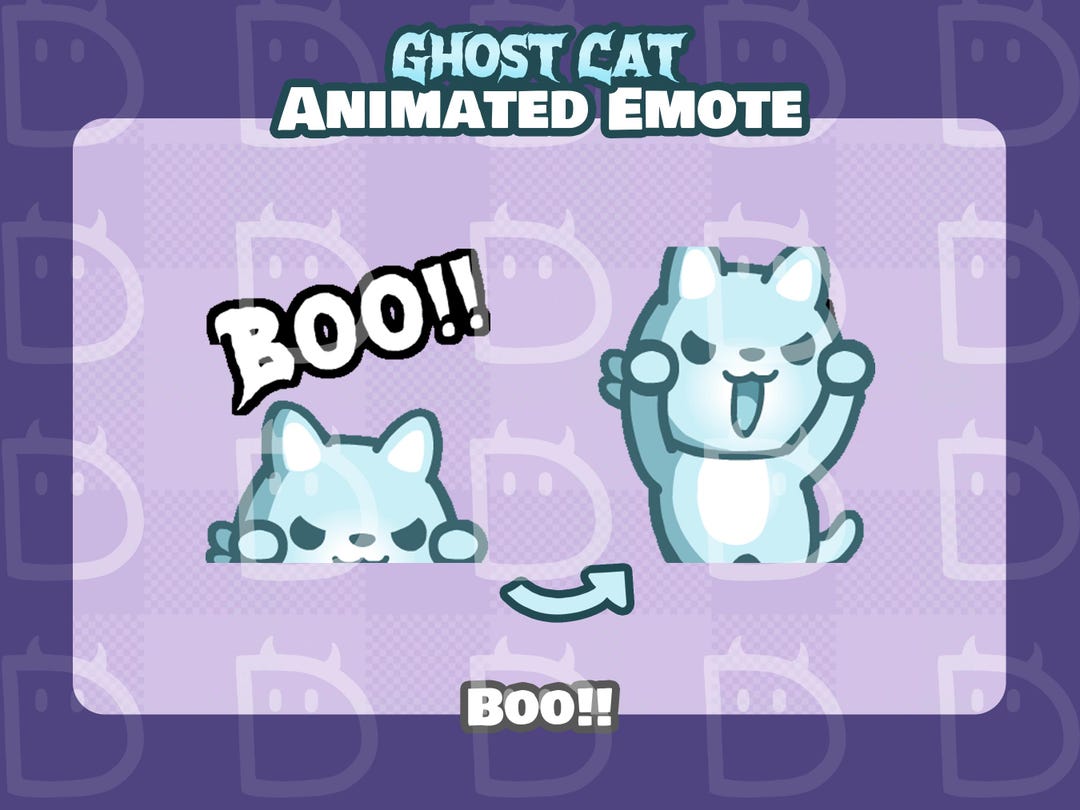 Animated Ghost Cat Boo Emote (1) – Jump Scare Cute Spooky Twitch ...